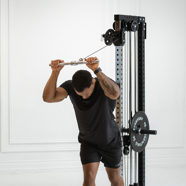 Cable Bar Overhead Tricep Extension High - Exercise Guide | Motra